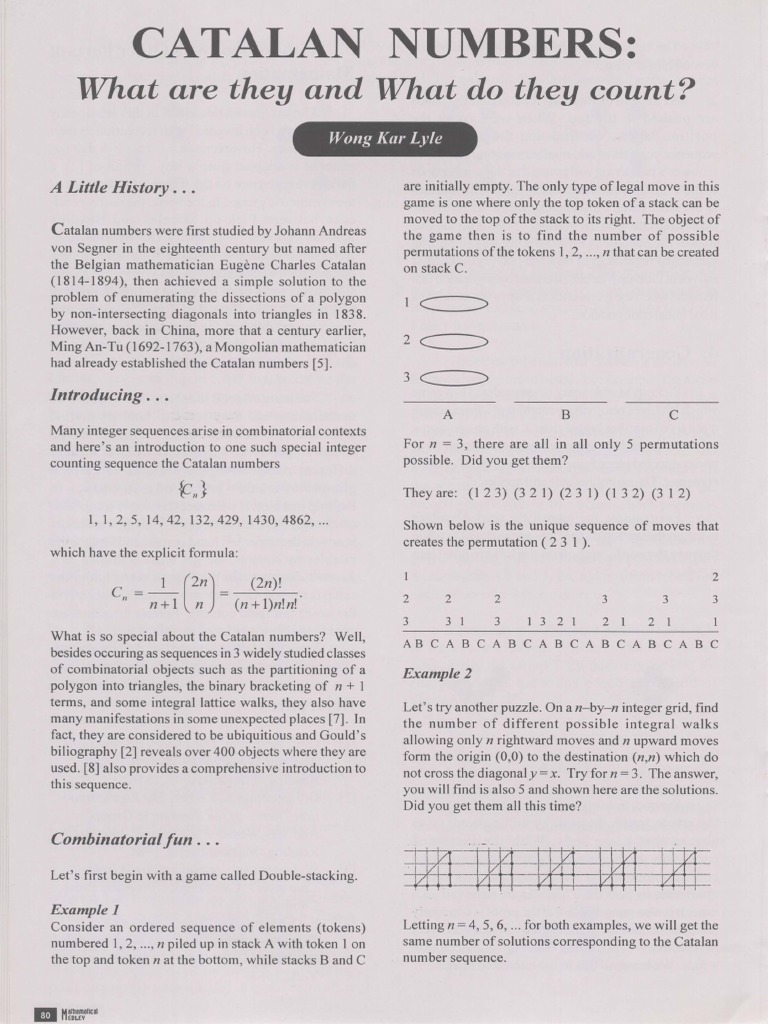 Catalan Numbers (Wong Kar Lyle) | Download Free PDF | Discrete Mathematics | Combinatorics