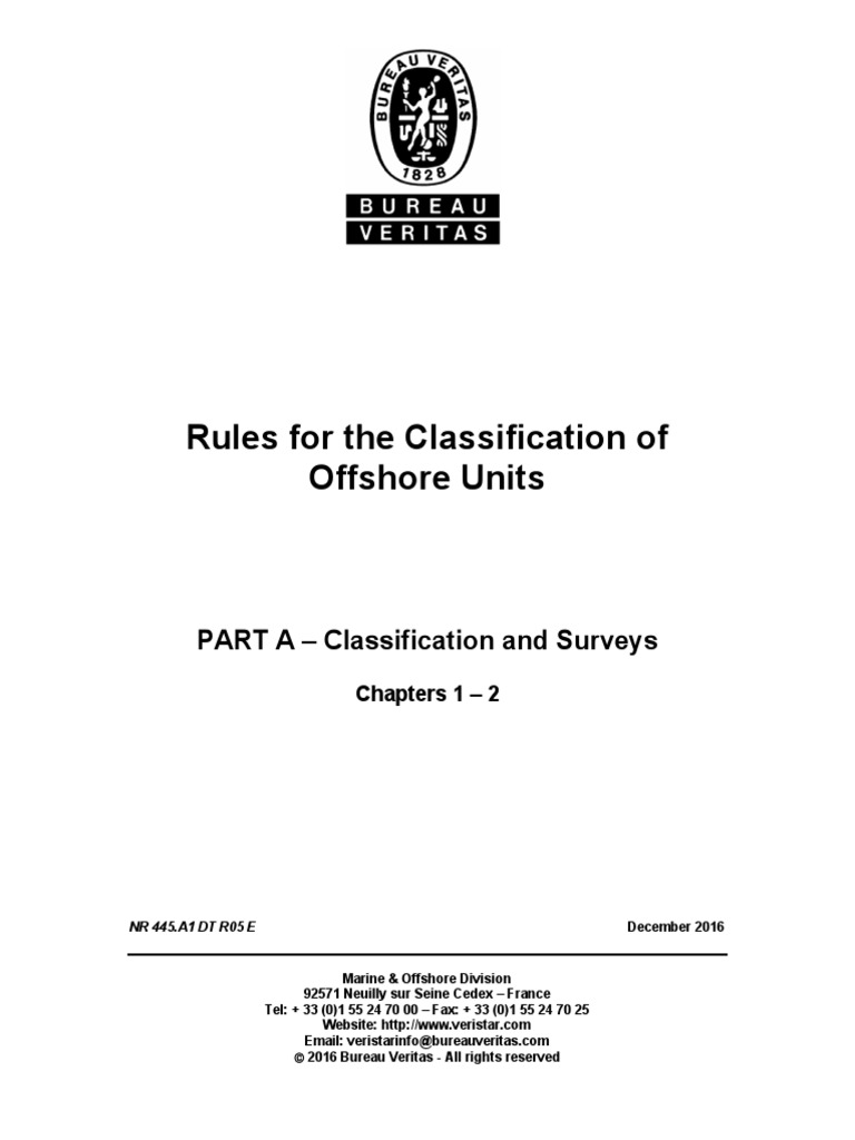 BV NR 445 Rules For The Classification of Offshore Units | PDF