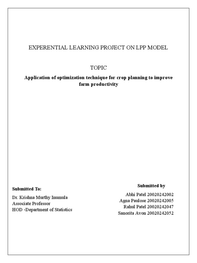 Experential Learning Project On LPP Model | PDF | Mathematical ...