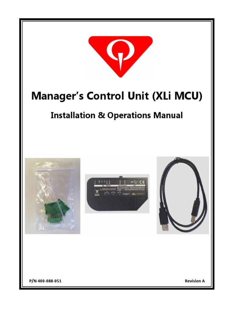 Manager'S Control Unit (Xli Mcu) : Installation & Operations Manual ...