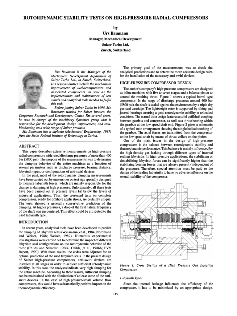 Rotordynamic Stability Tests On High-Pressure Radial Compressors | PDF ...