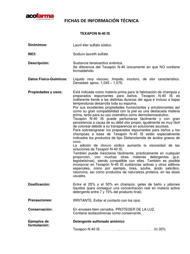 Genapol 40 | PDF | Champú | Tensioactivo