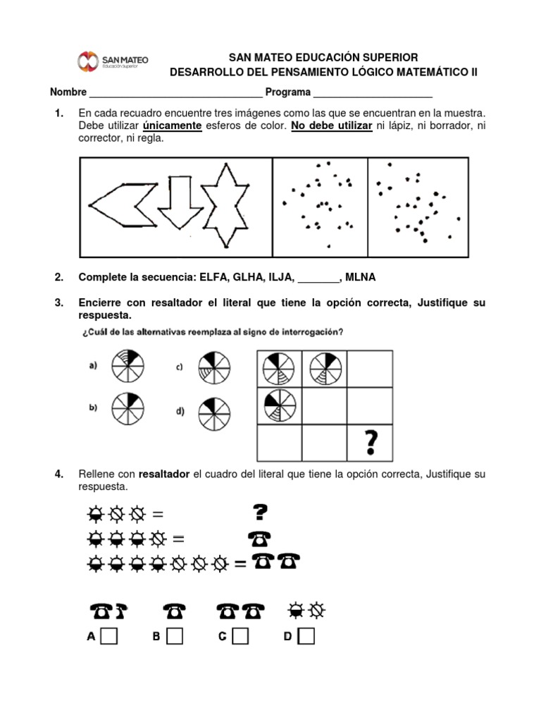 1° Parcial Pensamiento Lógico Ii | PDF | Enseñanza de matemática | Science