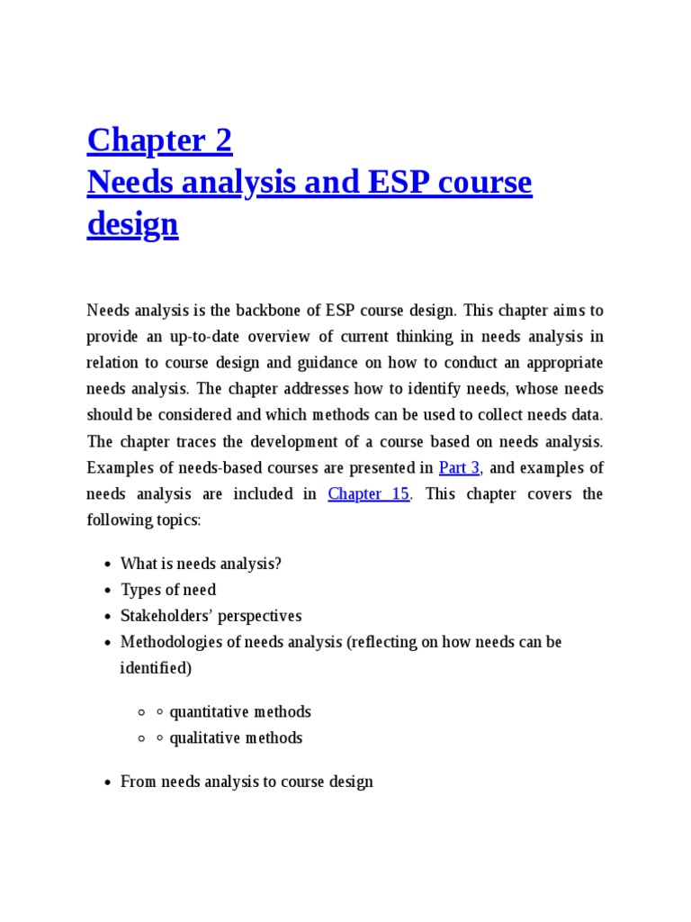 Needs Analysis and ESP Course Design | PDF | Data | Analysis