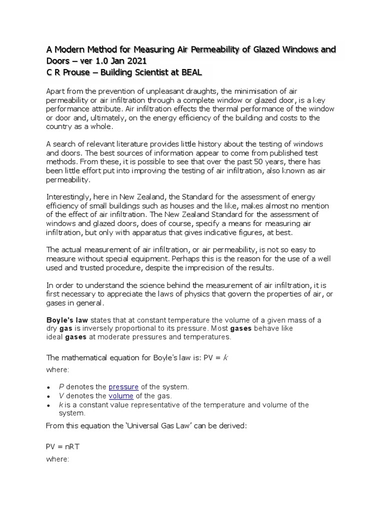 A Modern Method For Measuring Air Permeability of Glazed Windows and ...