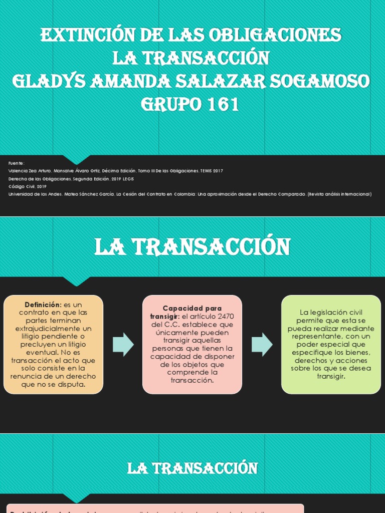 La Transacción | PDF | Conceptos legales | Derecho civil (sistema legal)