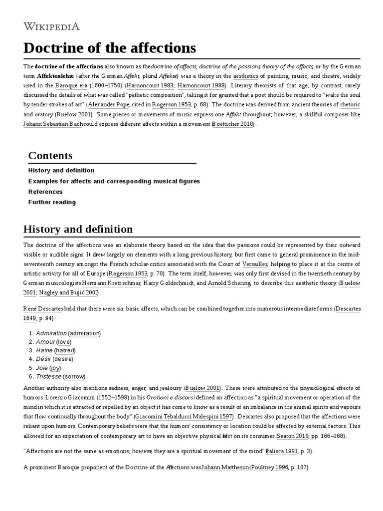 Doctrine of The Affections | PDF | Musicology | Entertainment (General)