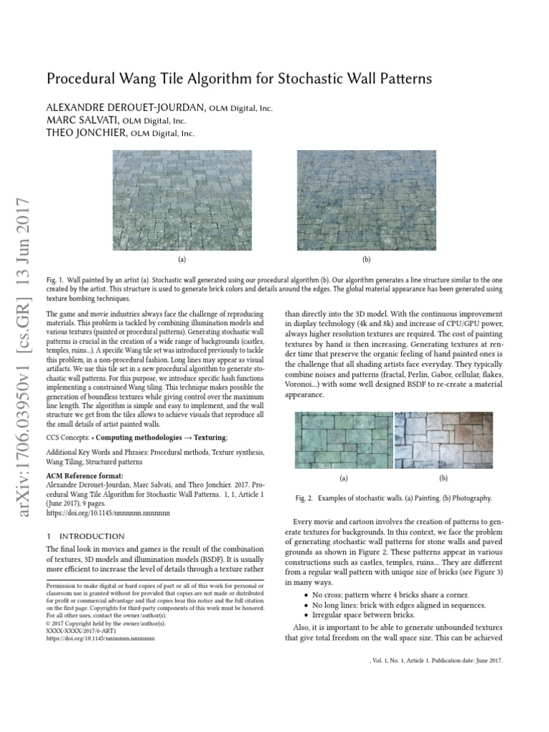 Procedural Wang Tile Algorithm For Stochastic Wall Patterns: Alexandre Derouet-Jourdan, Marc ...