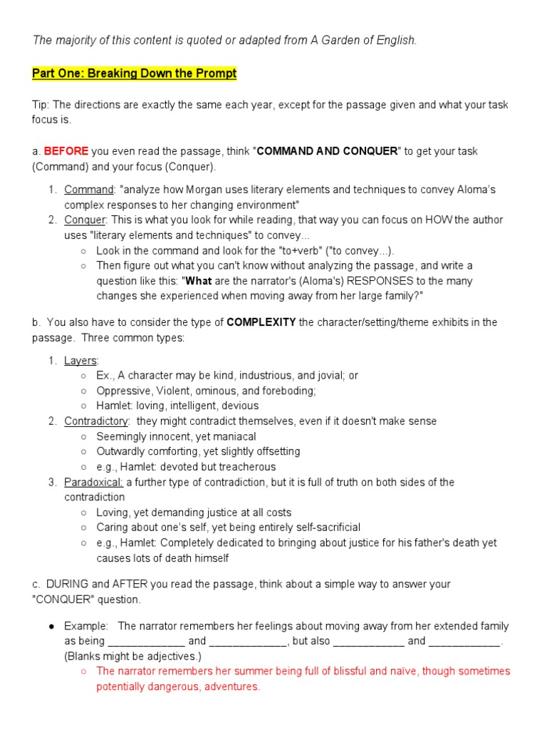 AP Lit FRQ 3 Analysis Guide | PDF | General Fiction