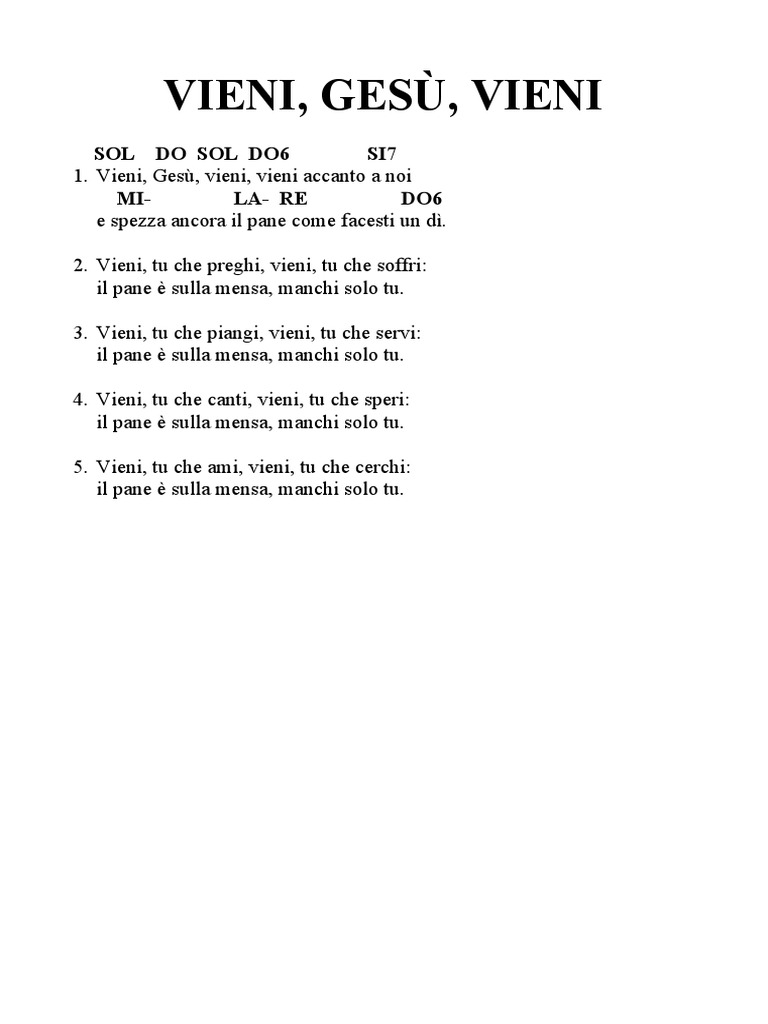 Vieni, Gesu', Vieni | PDF