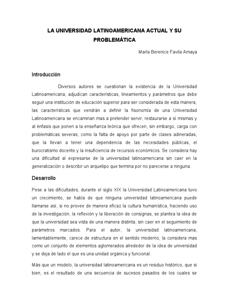 Problemáticas de la Universidad Latinoamericana | PDF | America latina ...