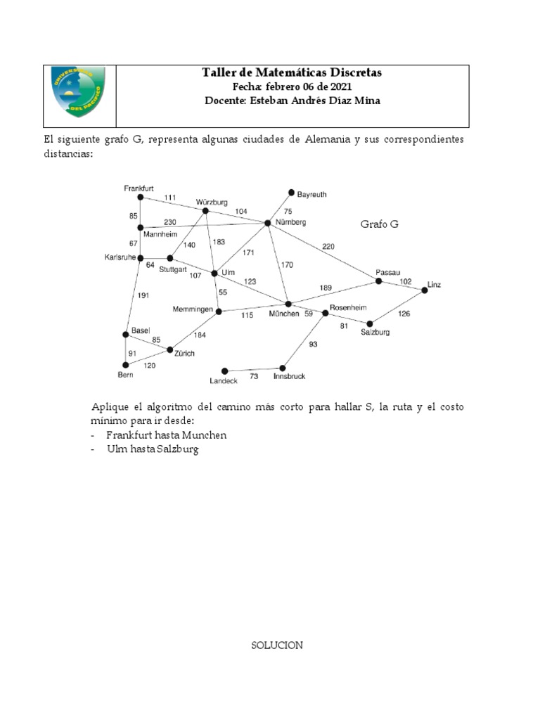 Solucion Taller Camino Mas Corto | PDF