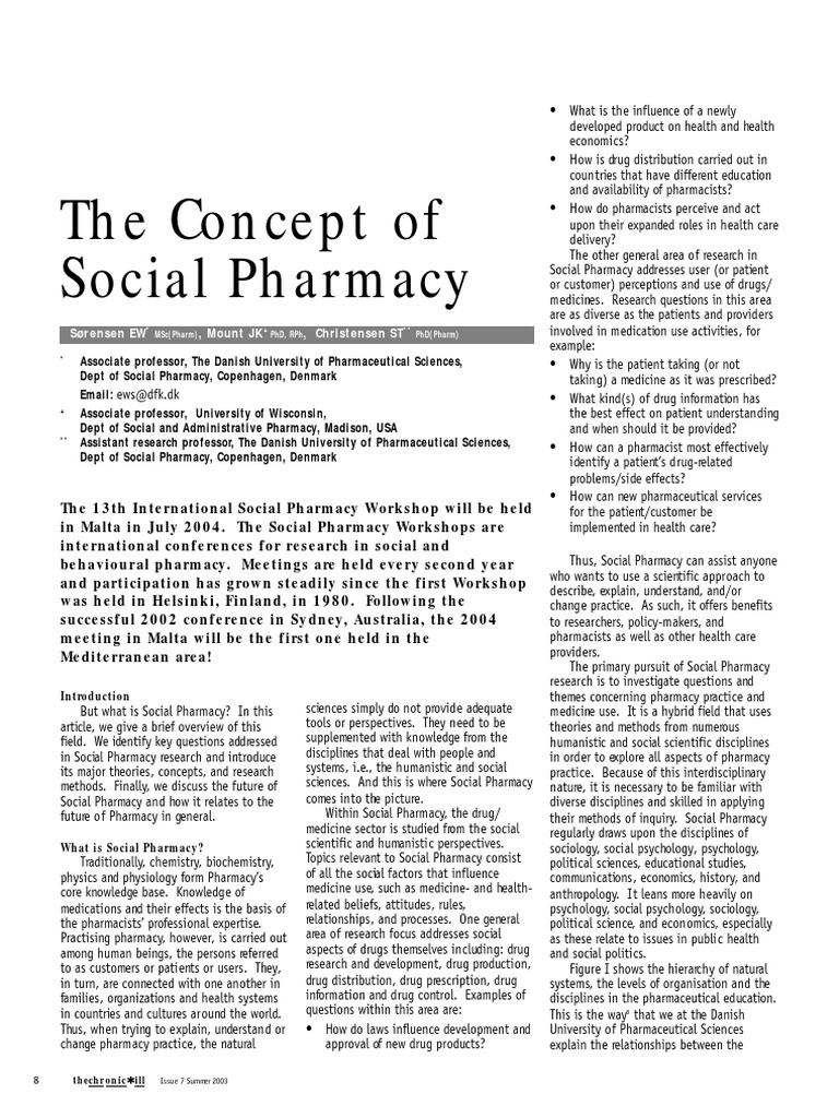 The Concept of Social Pharmacy: An Introduction to the ...