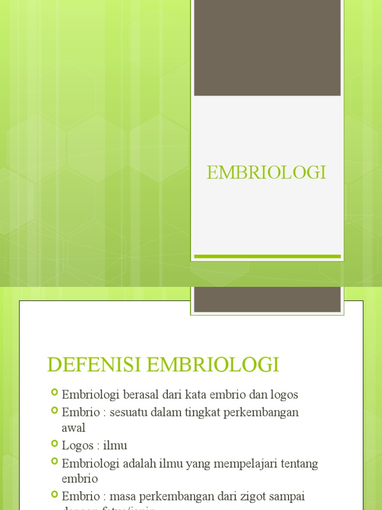 Definisi dan Tahapan Embriologi | PDF