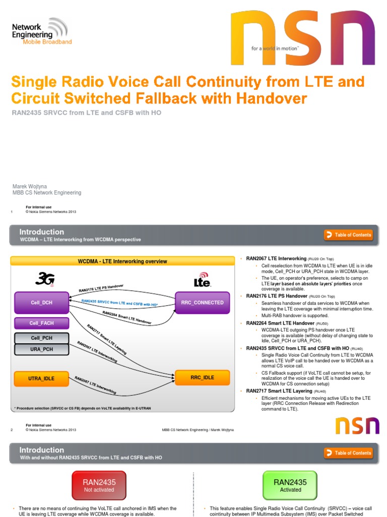 SRVCC From LTe and CSFB With HO | PDF | Lte (Telecommunication ...