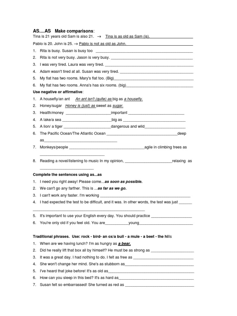 Comparative of Equality | PDF