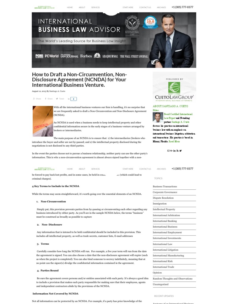 How To Draft A Non-Circumvention, Non-Disclosure Agreement (NCNDA) For ...