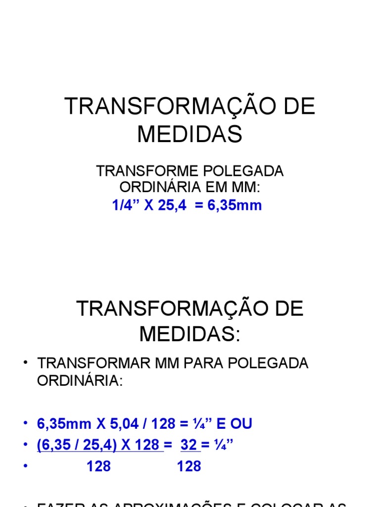 Conversão de Polegadas para Milímetros | PDF