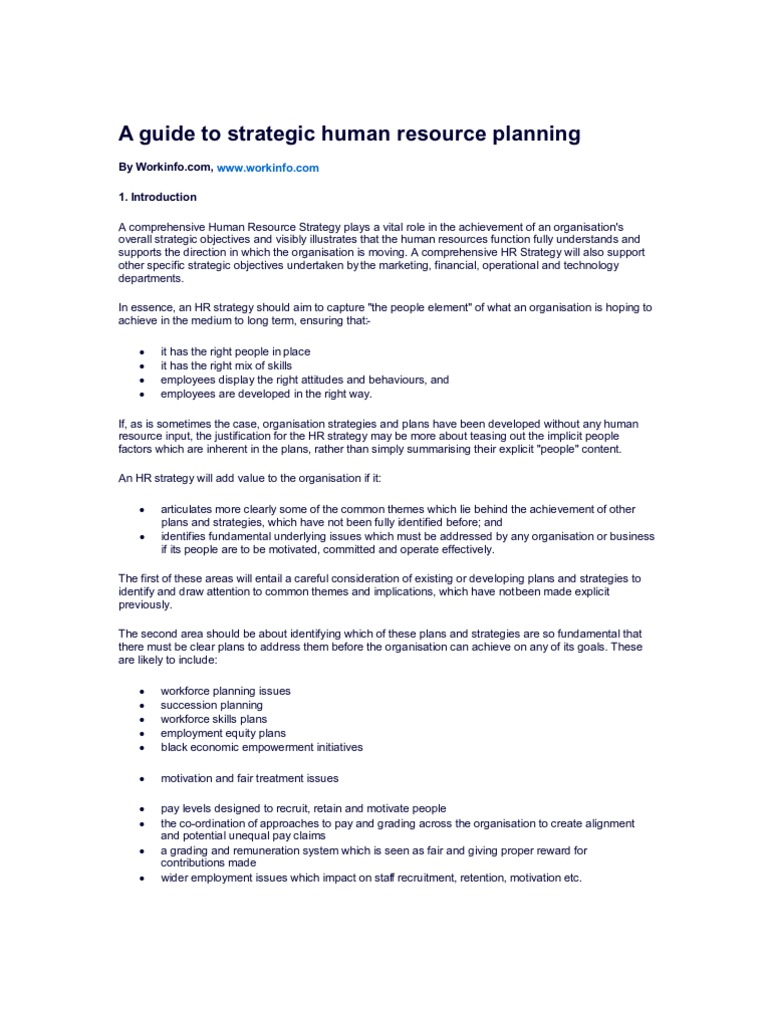 A Guide To Strategic Human Resource Planning | PDF | Strategic ...
