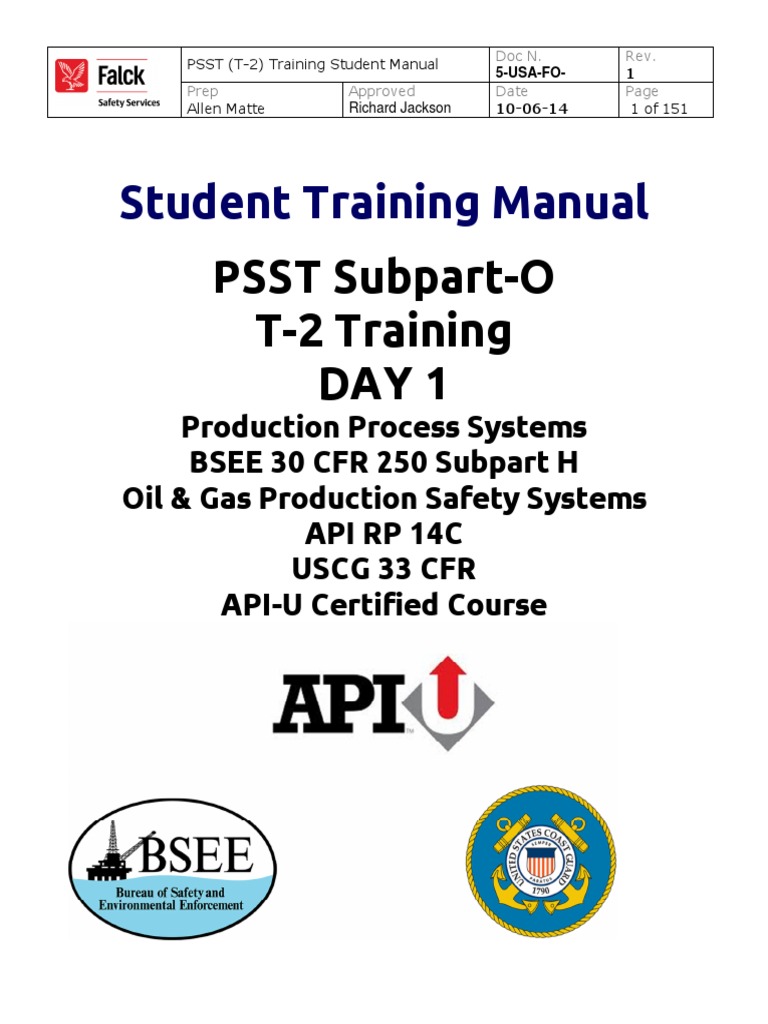 PSST (T-2) Day 1 Training Student Manual | PDF | Casing (Borehole ...