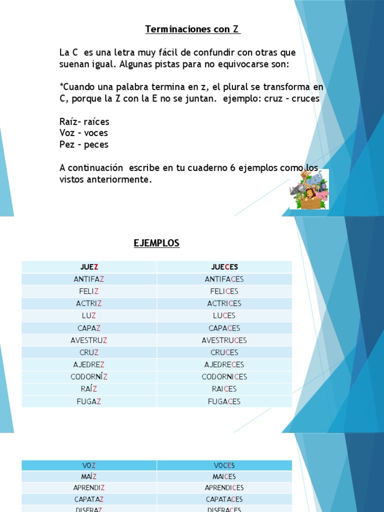 Plurales de Palabras que Terminan en Z | PDF
