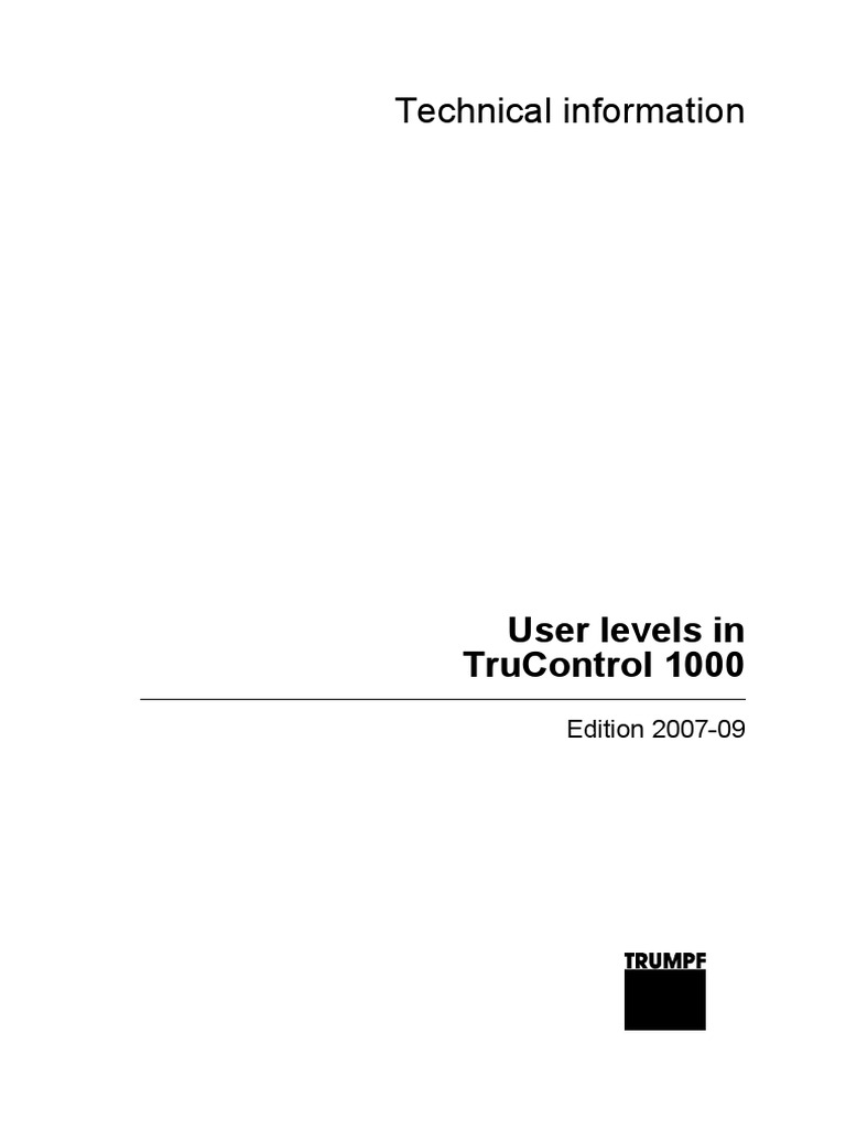 Laser Trumpf 21-A0-54-CP02 - User Level Trucontrol | PDF | Password ...