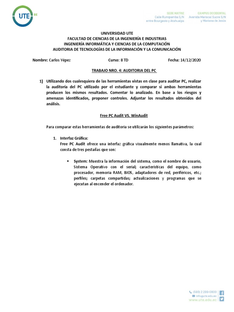 Análisis comparativo de herramientas de auditoría de PC: Free PC Audit ...