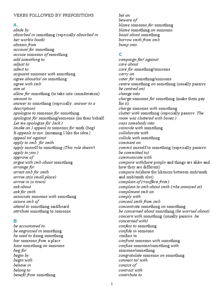 Verbs with Prepositions Guide | PDF