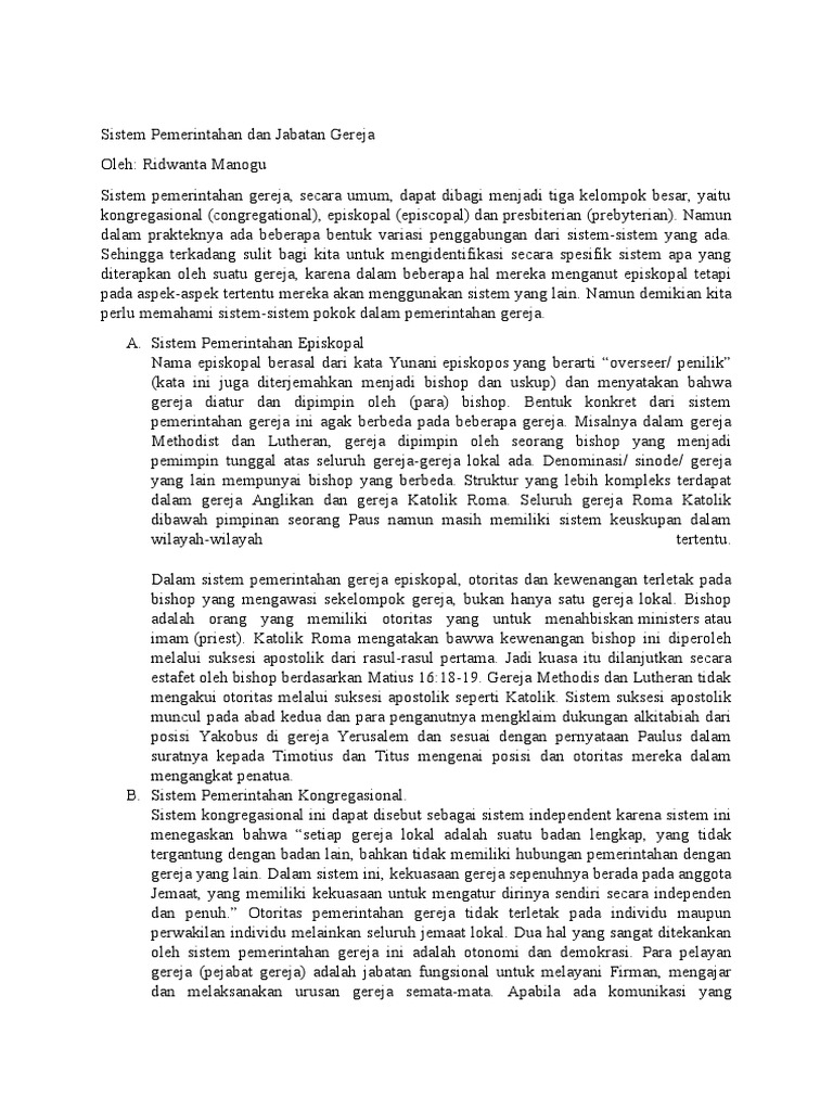 3 Sistem Pemerintahan Gereja Pdf 