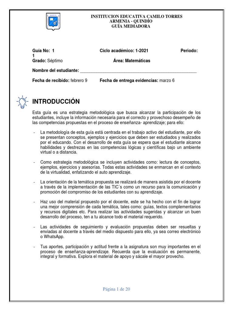 Guía Matemática Séptimo Completa | PDF | Exponenciación | División (Matemáticas)