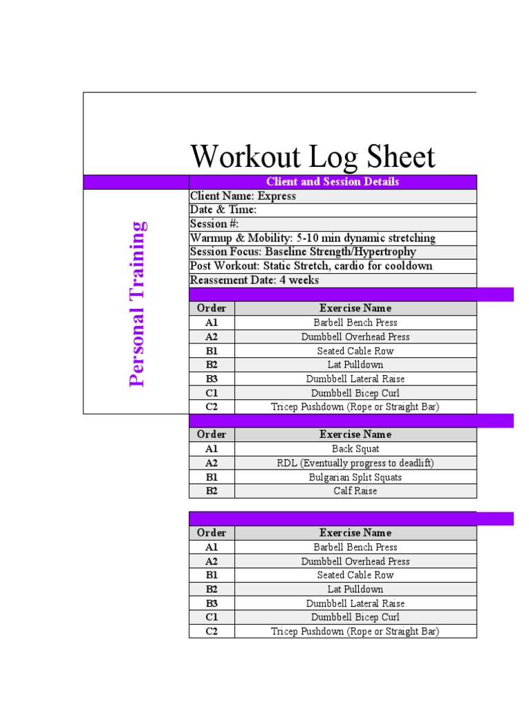 CPT Template - Express | PDF | Strength Training | Recreation