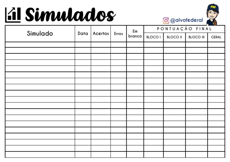 Planilha Controle de Simulados | PDF Planilha Controle de Simulados | PDF