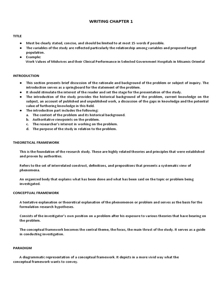 Writing Chapter 1 | PDF | Hypothesis | Theory