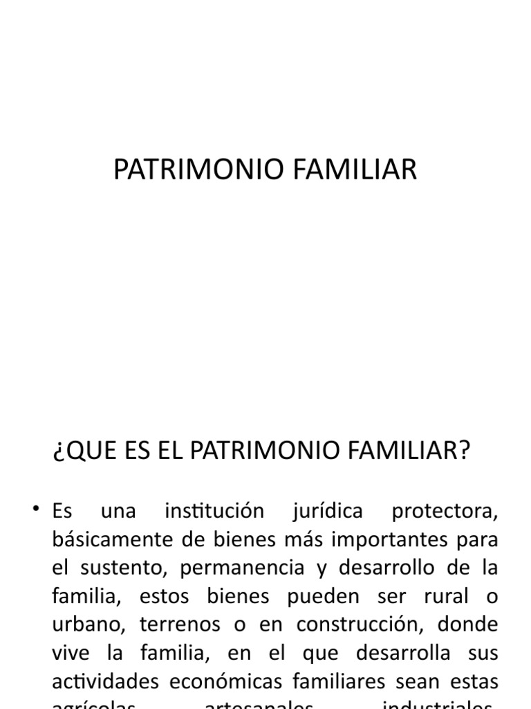 Patrimonio Familiar | PDF | Bienes (Ley) | Institución