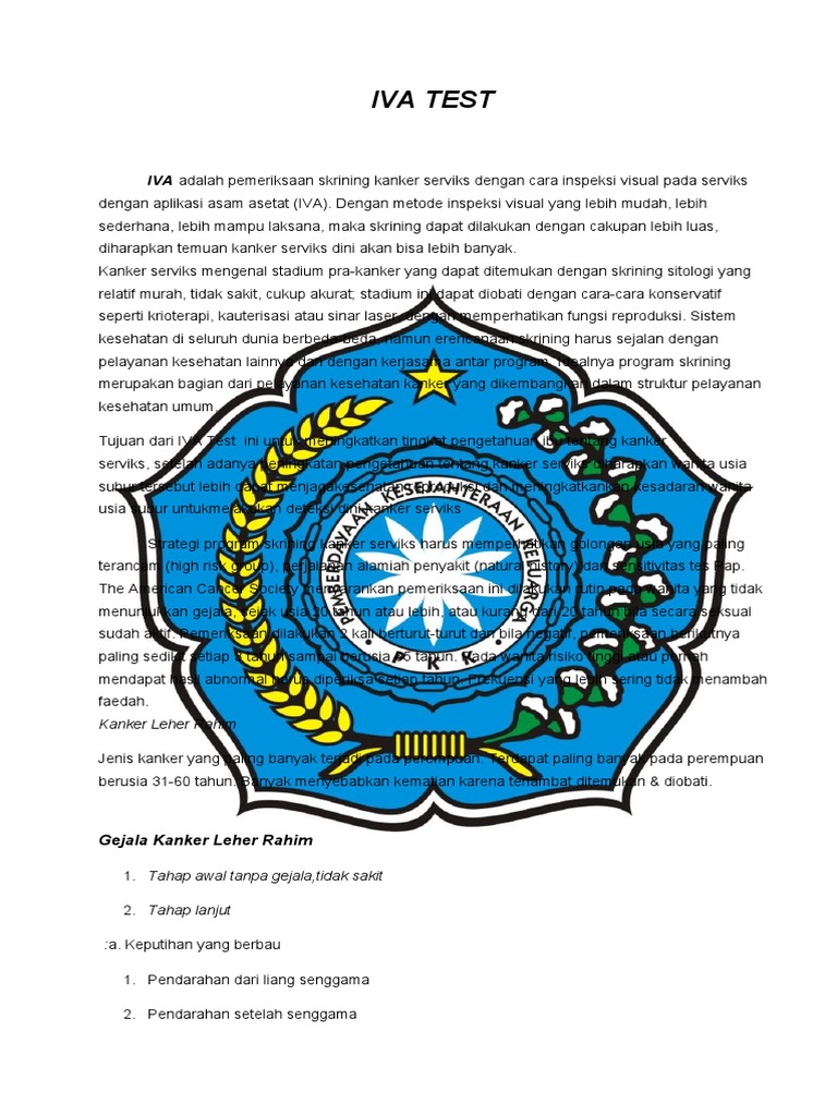 Iva Test: IVA Adalah Pemeriksaan Skrining Kanker Serviks Dengan Cara ...