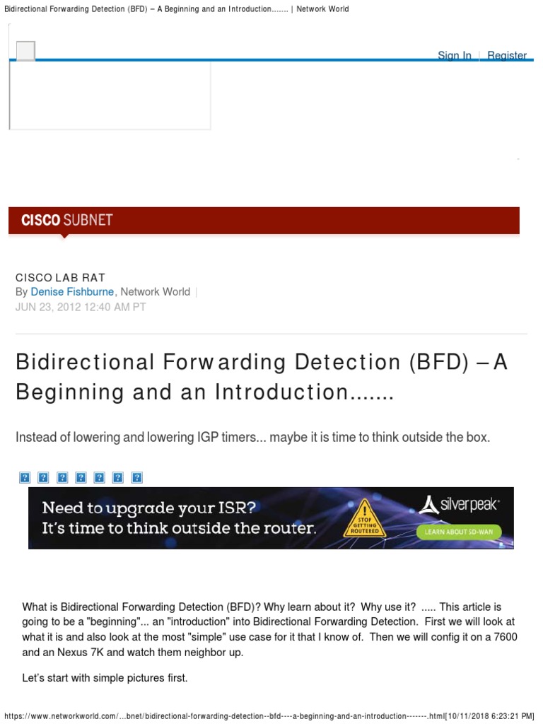 Bidirectional Forwarding Detection (BFD) - A Beginning and An Introduction.. | PDF | Internet ...