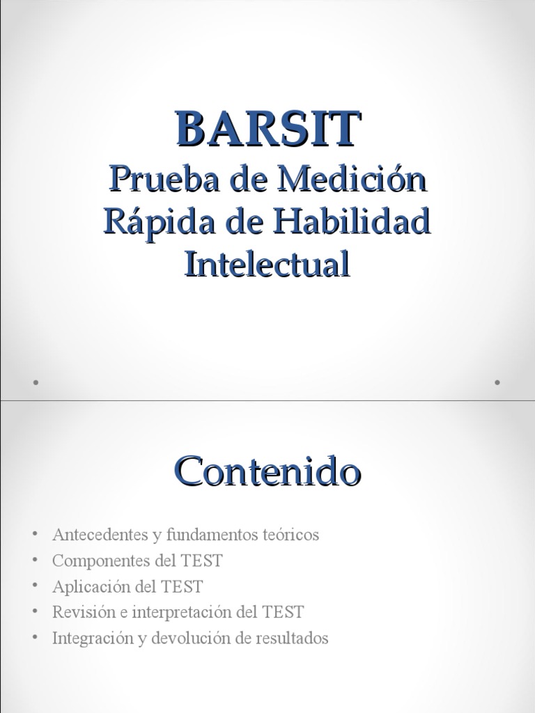 Prueba BARSIT de Medición Intelectual | PDF | Inteligencia | Cociente de inteligencia