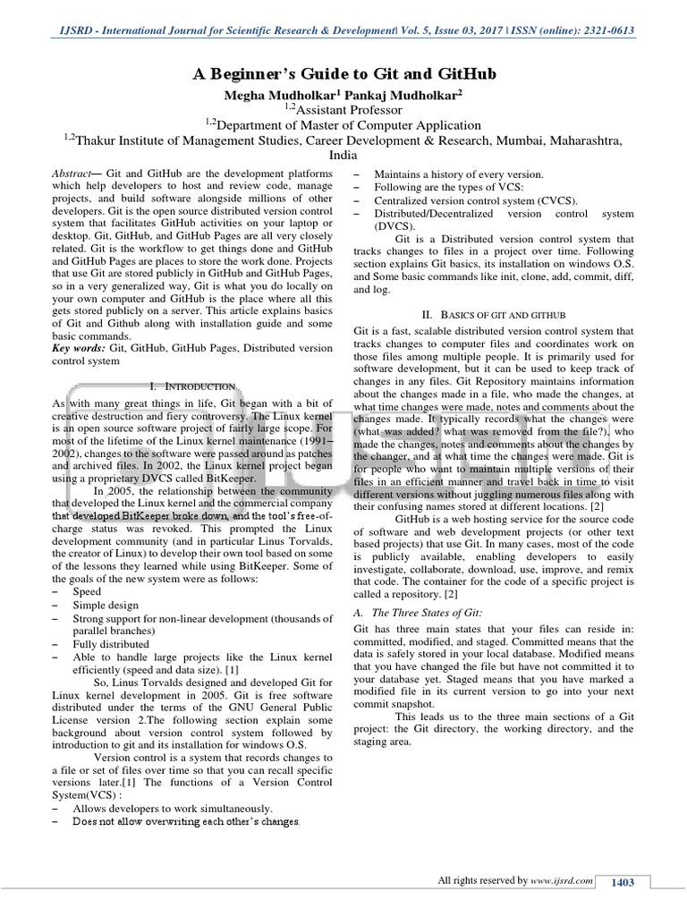 A Beginner'S Guide To Git and Github | PDF | Version Control | System ...