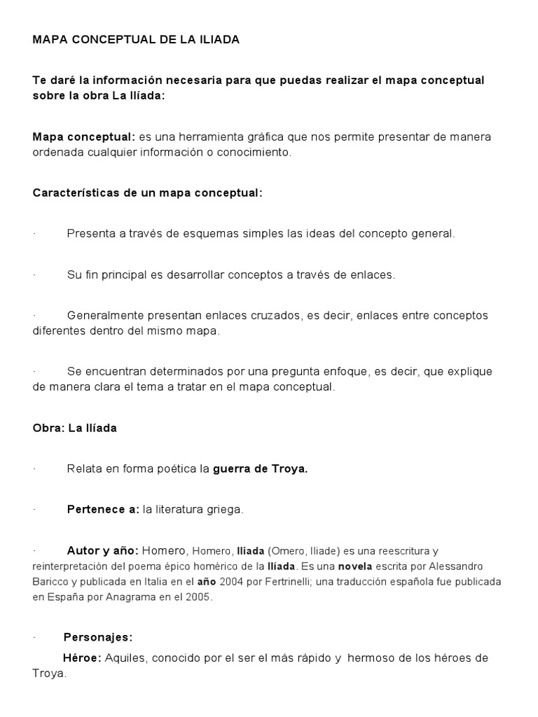 Mapa Conceptual de La Iliada | PDF | Héctor | Aquiles