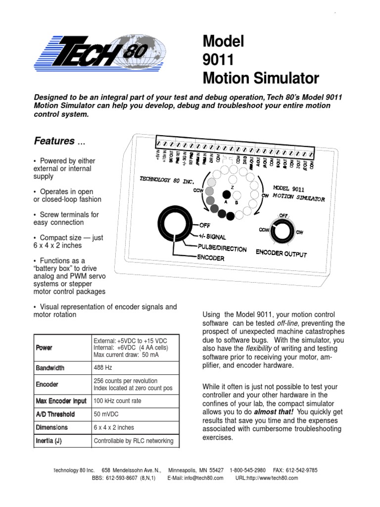 Model 9011 Motion Simulator: Features .. | PDF | Servomechanism | Amplifier