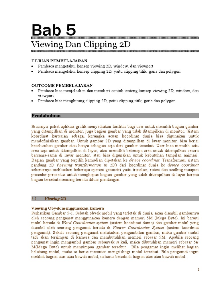 Bab 5 Viewing Dan Clipping 2D | PDF | Komputer