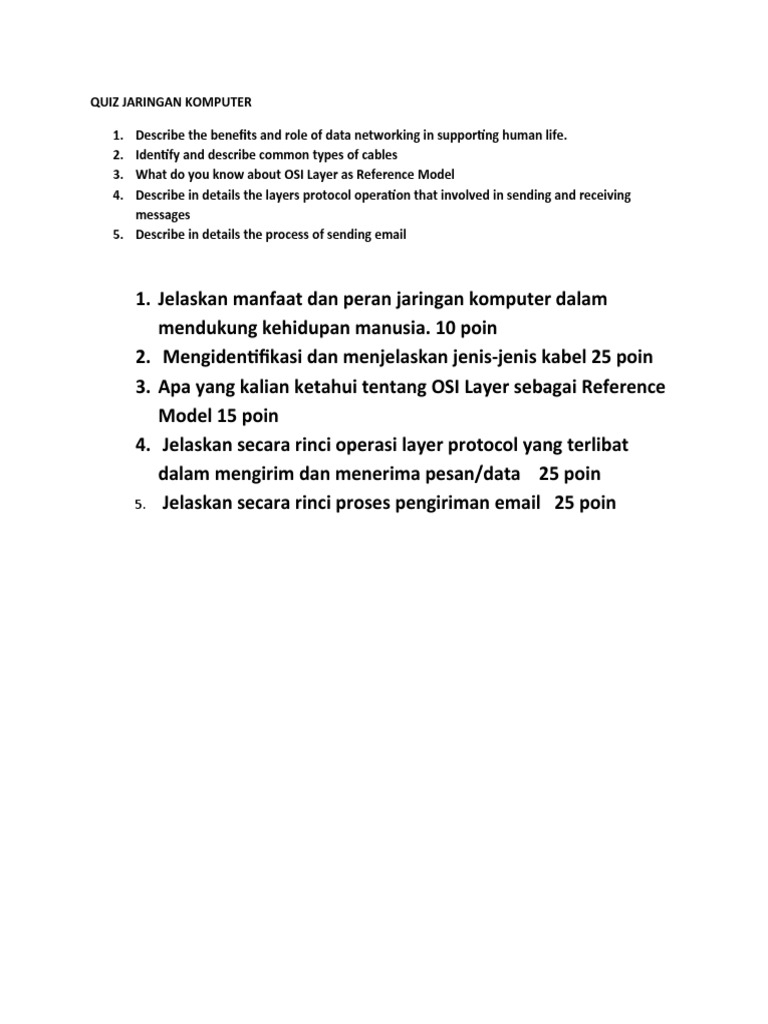 Quiz Jaringan Komputer | PDF