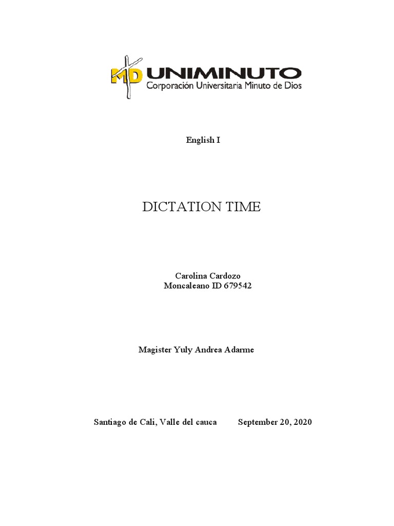 Dictation Time: English I | PDF
