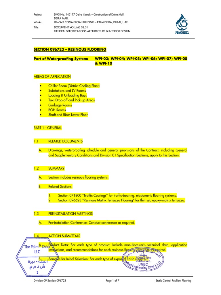 096723-Resinous Floor Specs | PDF | Flooring | Materials