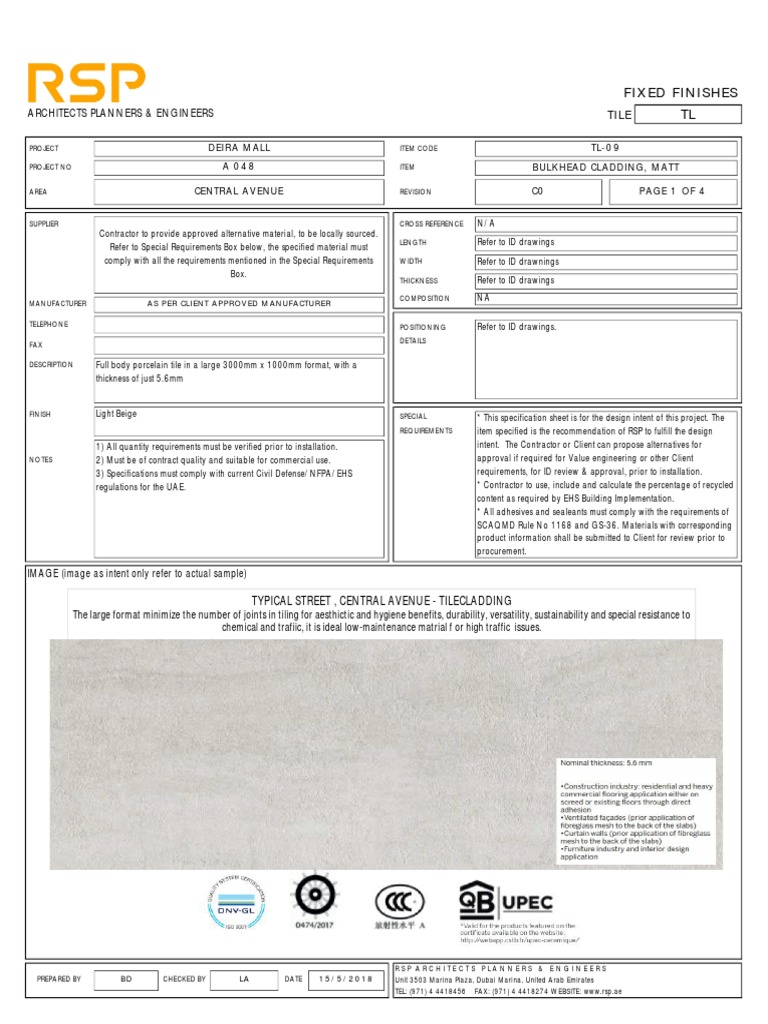 Cladding Specifications - Ifc Material Specs | PDF | Specification ...