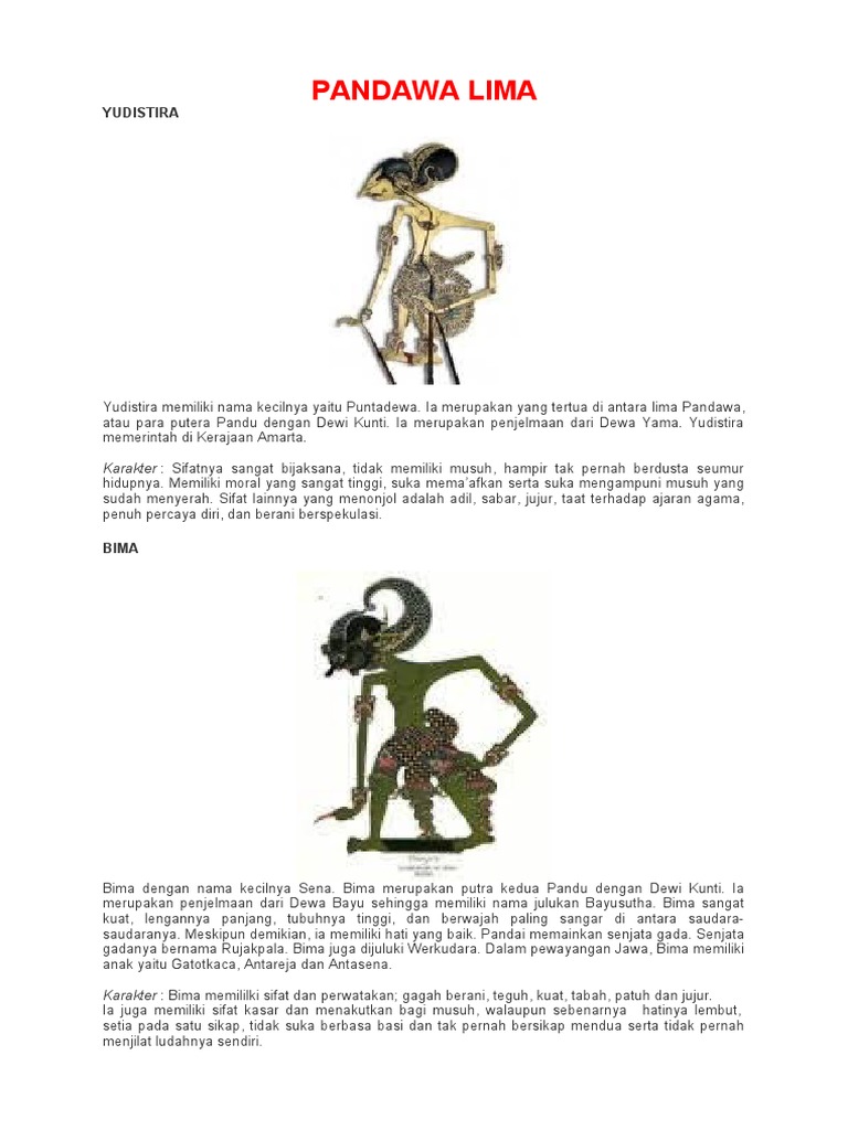 Karakter dan Sifat Pandawa Lima | PDF
