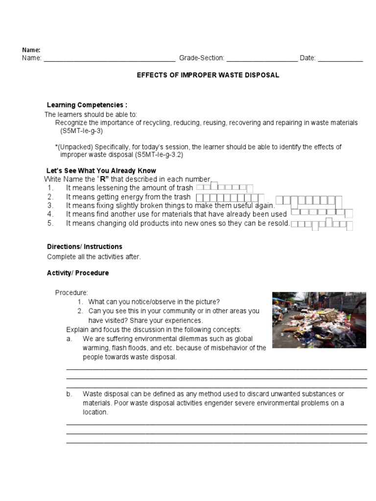 Effects of Improper Waste Disposal | PDF | Accuracy And Precision ...