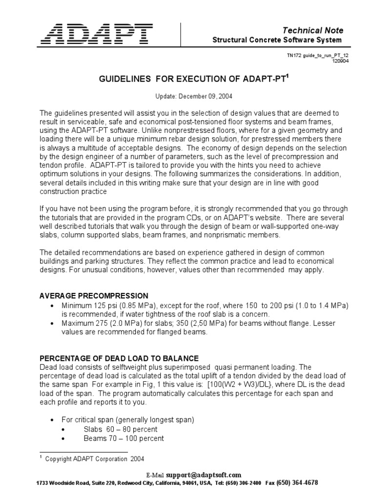 Guidelines For Execution of Adapt-Pt: Structural Concrete Software ...