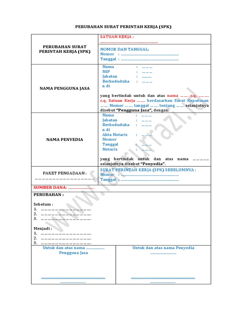 Contoh Perubahan (Addendum SPK) | PDF