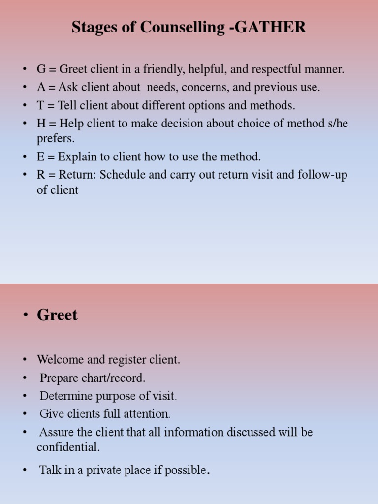 Stages of Effective Counselling Process | PDF | Psychotherapy ...